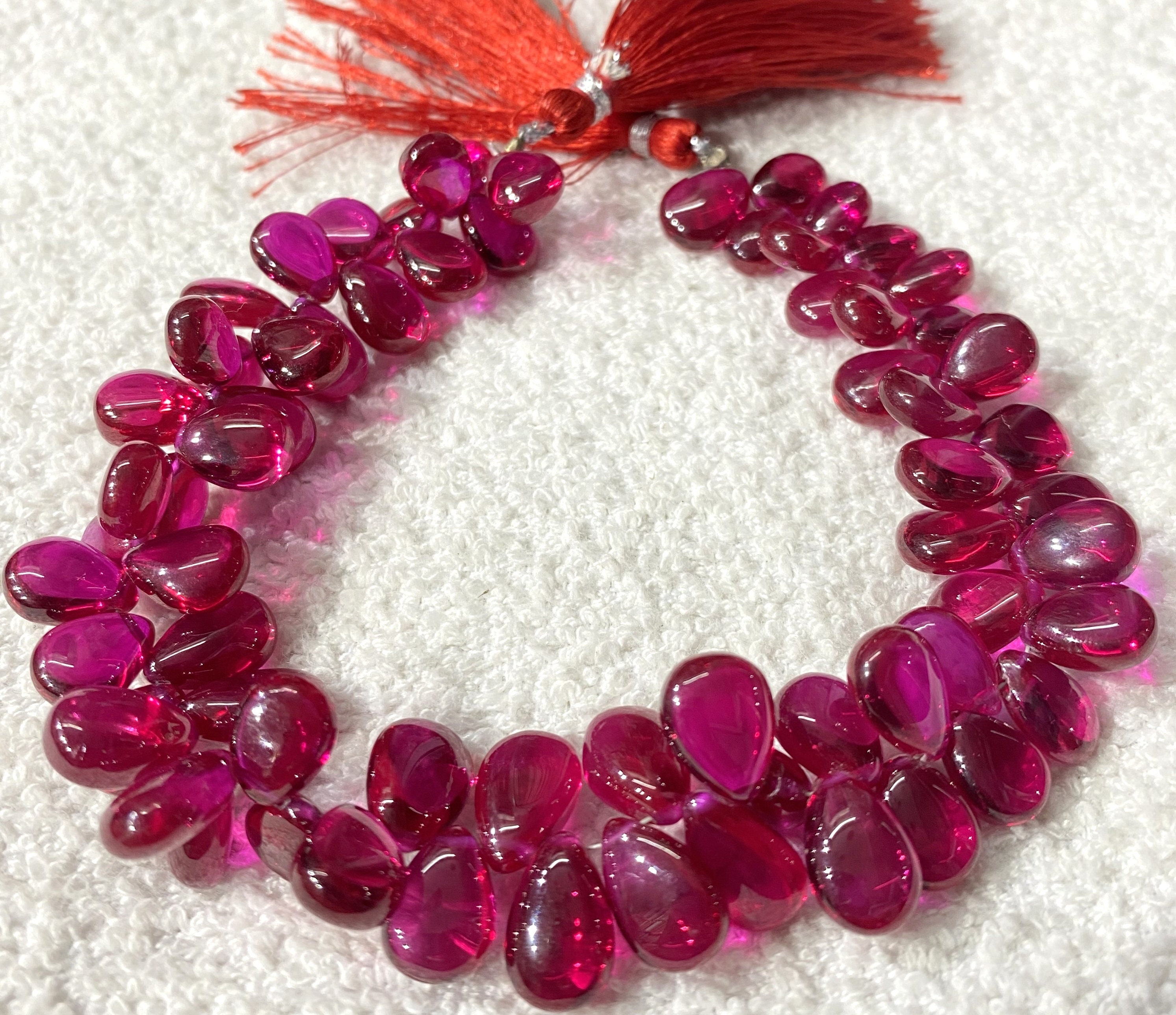 AAA+ Grade Red Ruby Smooth Pear Beads Red Ruby Corundum Smooth Almond ...