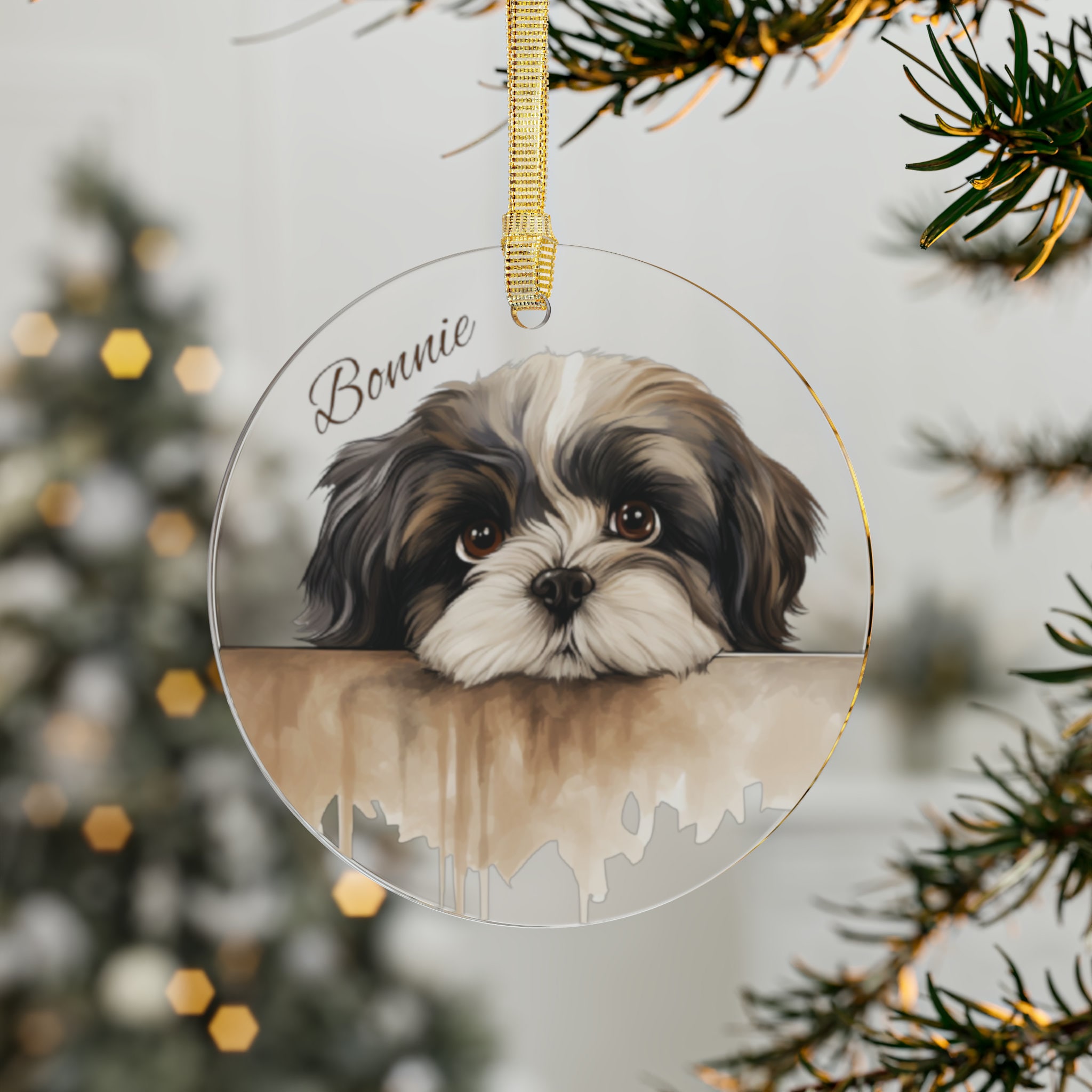 Shih Tzu Personalized Dog Ornament Custom Peeking Dog | Acrylic ...
