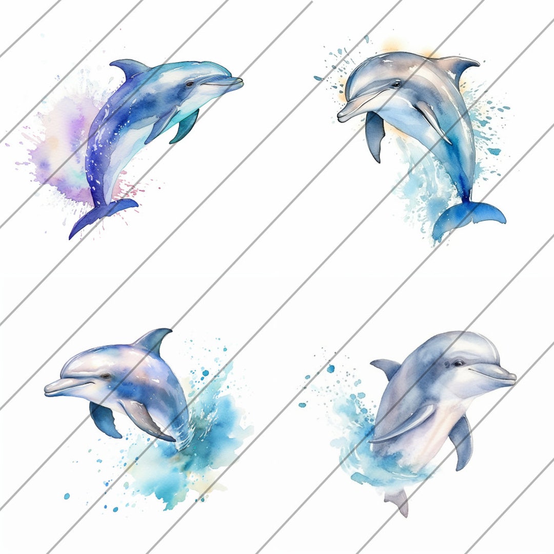Watercolor Dolphin Digital Clipart Sublimation Digital - Etsy