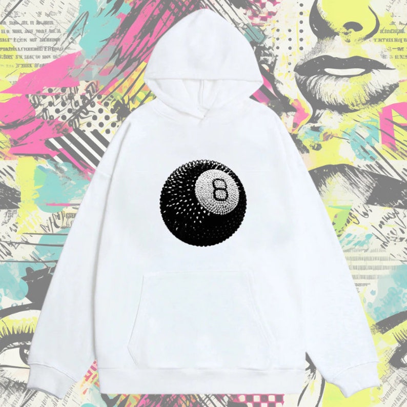 Y2K 8 Ball Hoodie, Harajuku, Y2K Hoodie, Goth Kleidung, 8 Ball Print Sweatshirt, Übergroßes ...