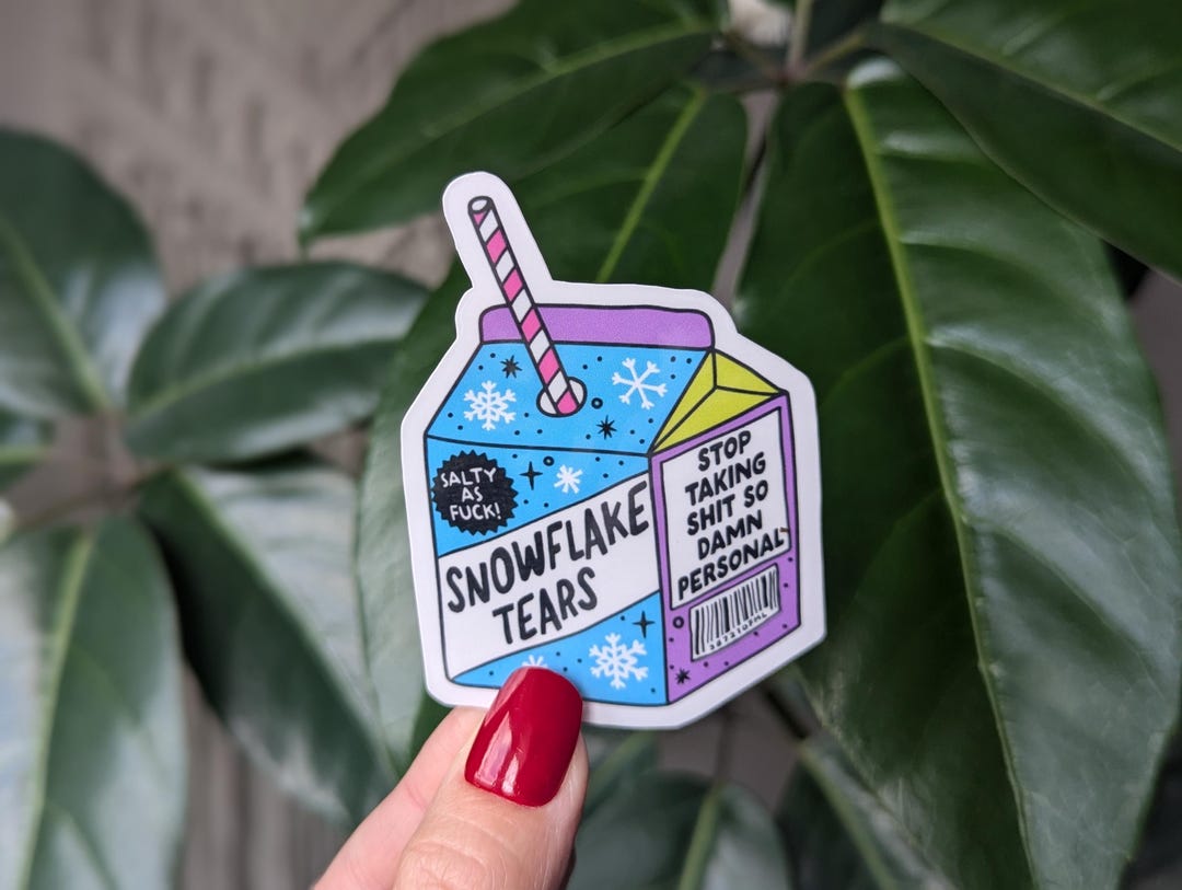 Snowflake Tears Milk Carton Sticker: Snarky Humor, Water Resistant ...