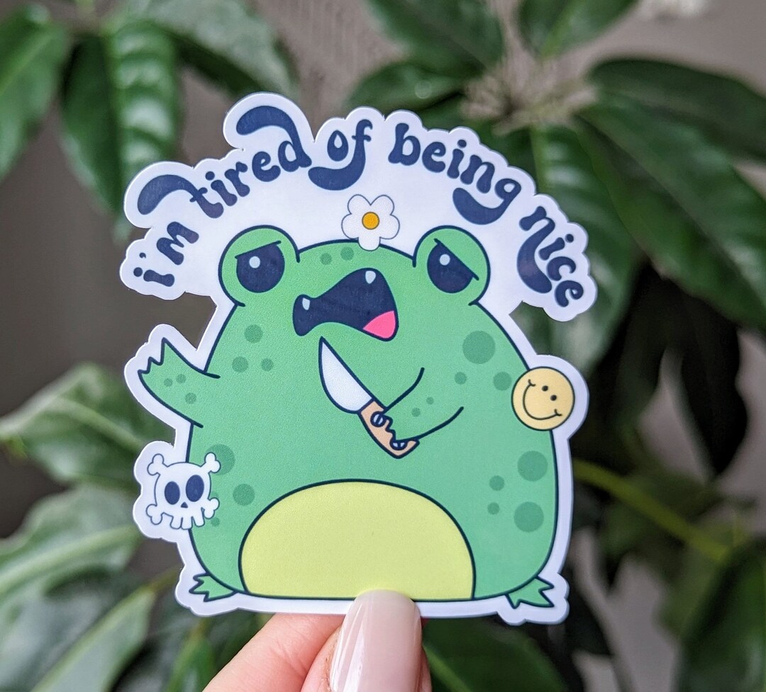 Angry Frog, Cute Frog Stickers for Hydroflask Funny, Humorous Stickers ...