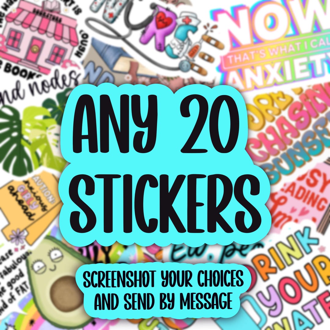 Sticker Bundle, Choose 20, Custom Sticker Packs Funny, Book Gifts for ...