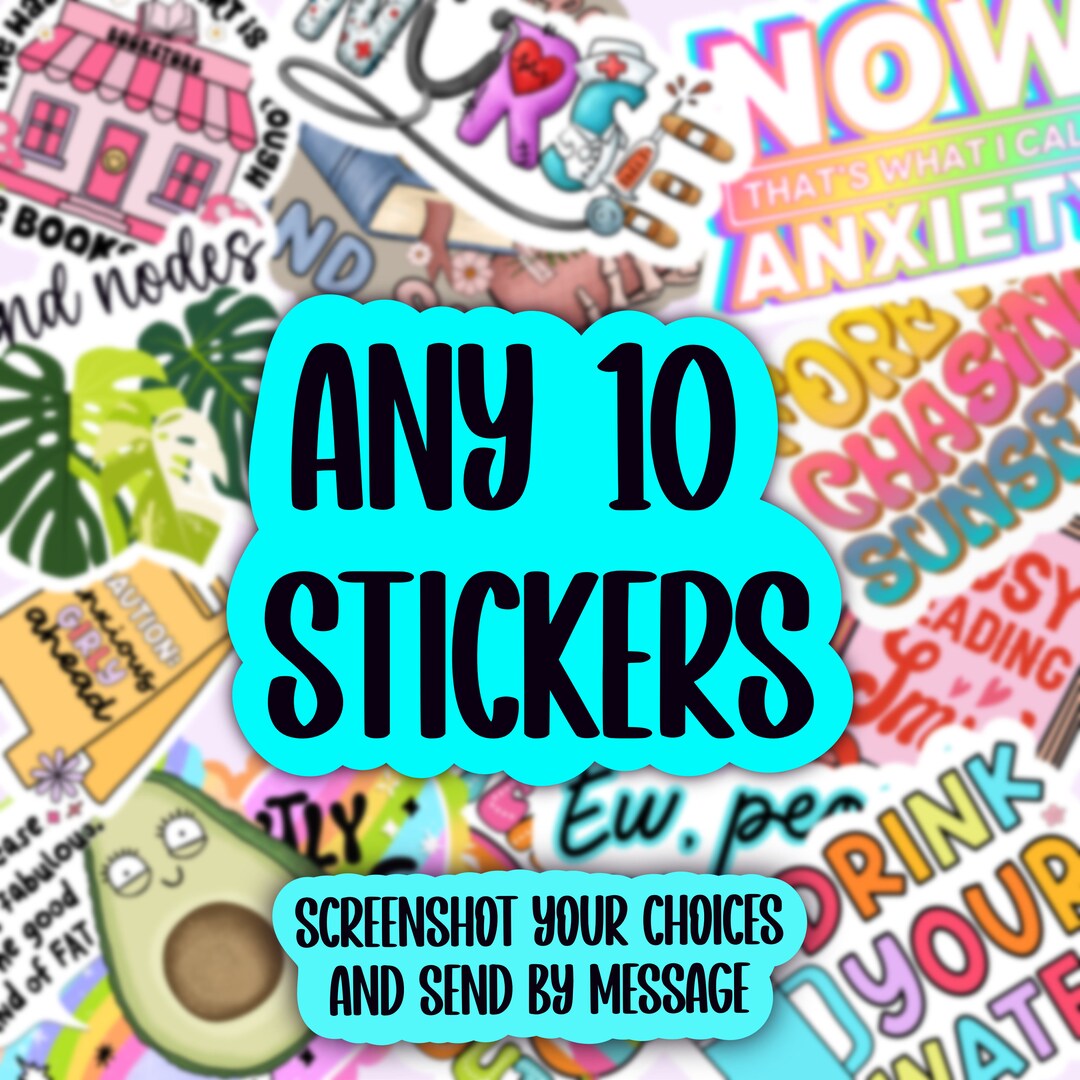 Bundle of 10 Stickers, Custom Sticker Pack, Bookish Stickers for Kindle ...