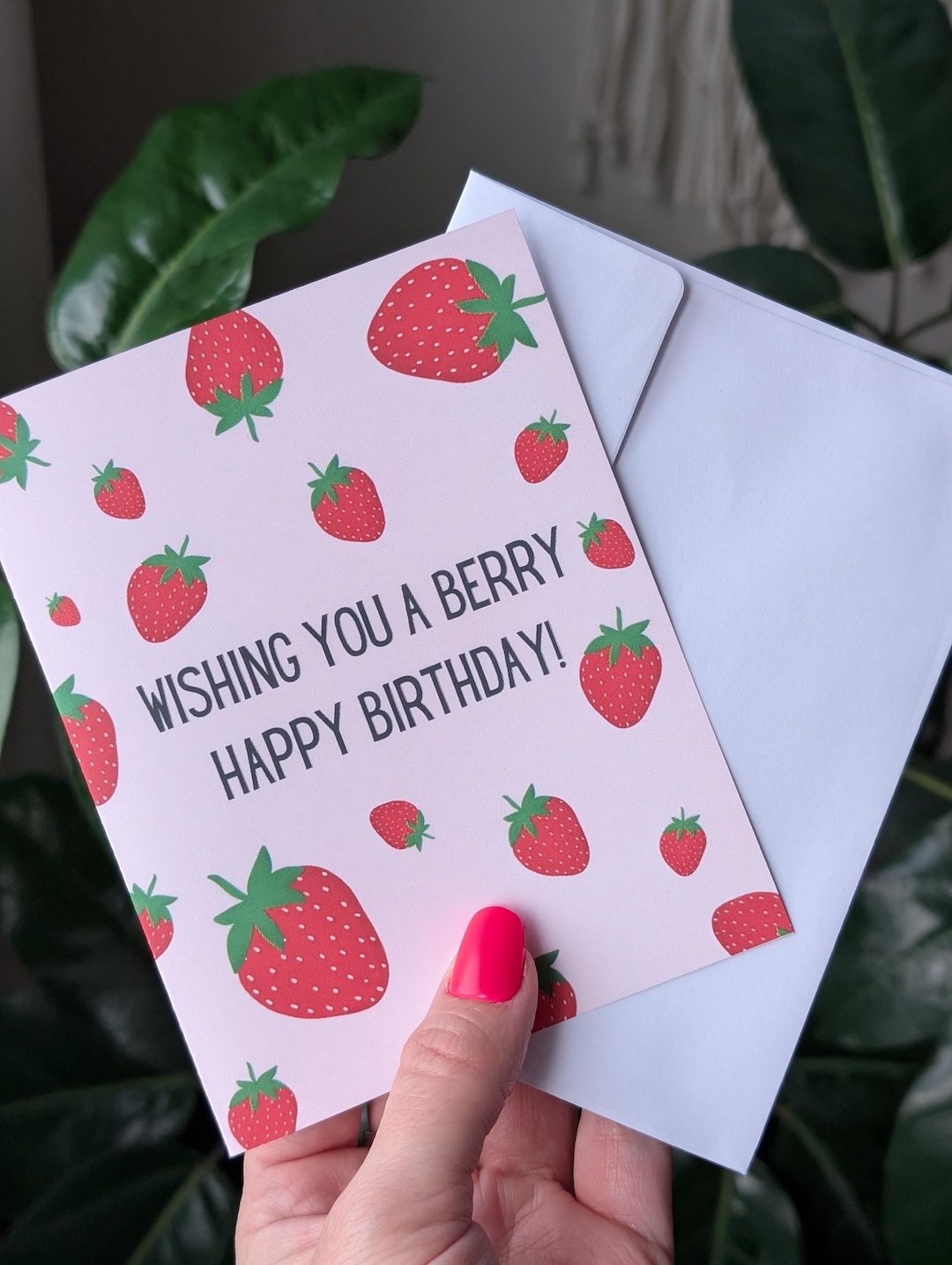 Berry Happy Birthday Card, Cute Strawberry Birthday Card, Pun Birthday ...