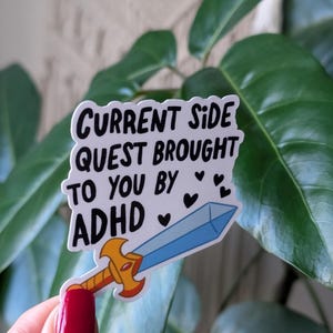ADHD Side Quest Vinyl Sticker: Mental Health Humor - Etsy