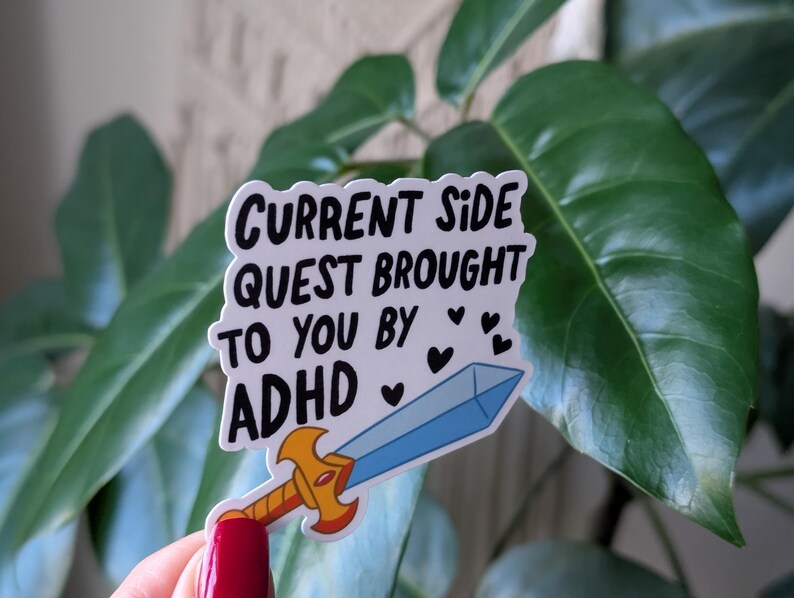 ADHD Side Quest Vinyl Sticker: Mental Health Humor - Etsy