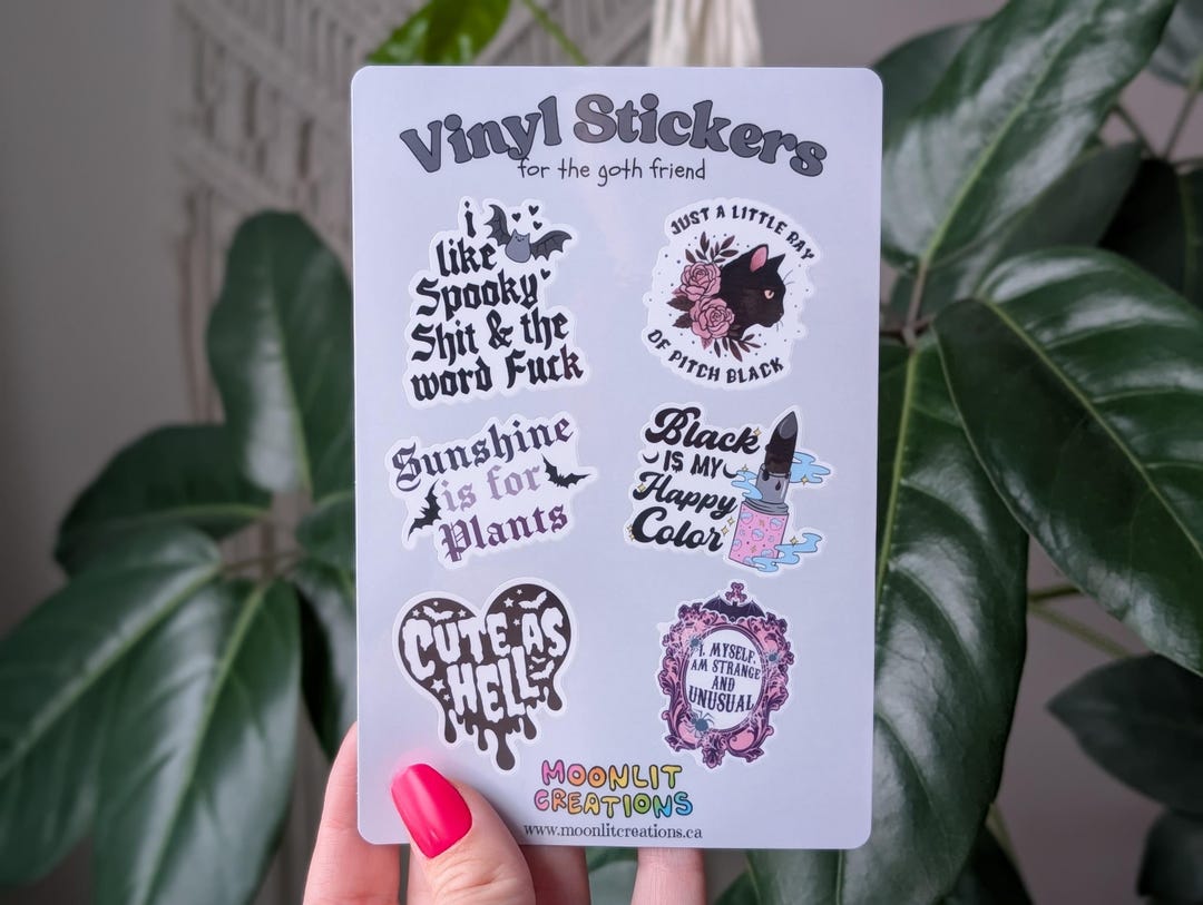Goth Vinyl Sticker Sheet: Spooky Black Stickers for Laptop - Etsy