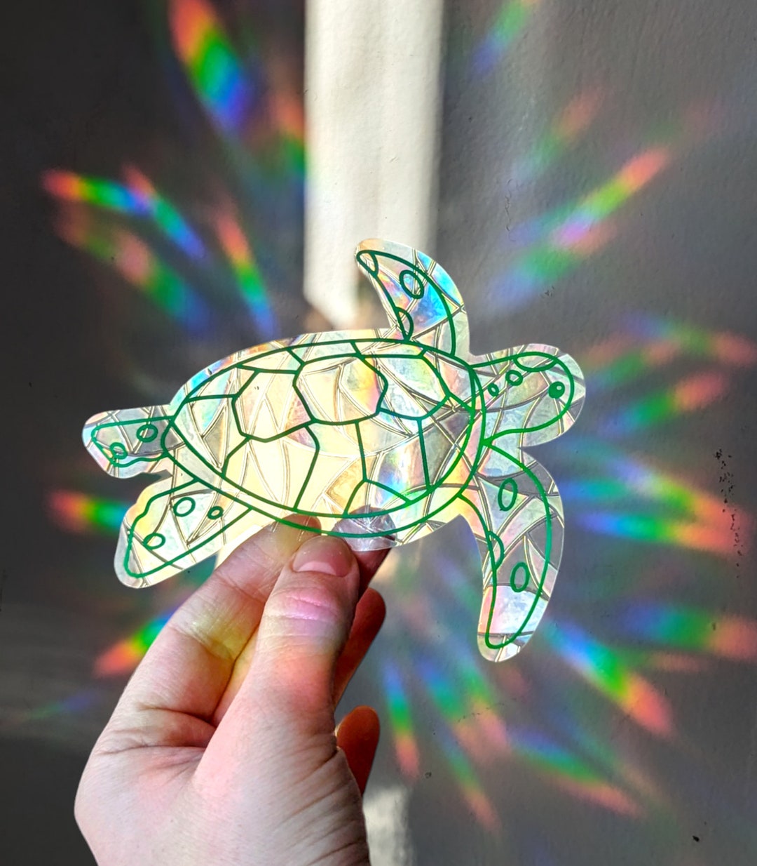 Turtle Suncatcher, Green, Rainbow Maker Window Cling, Sunroom Decor ...