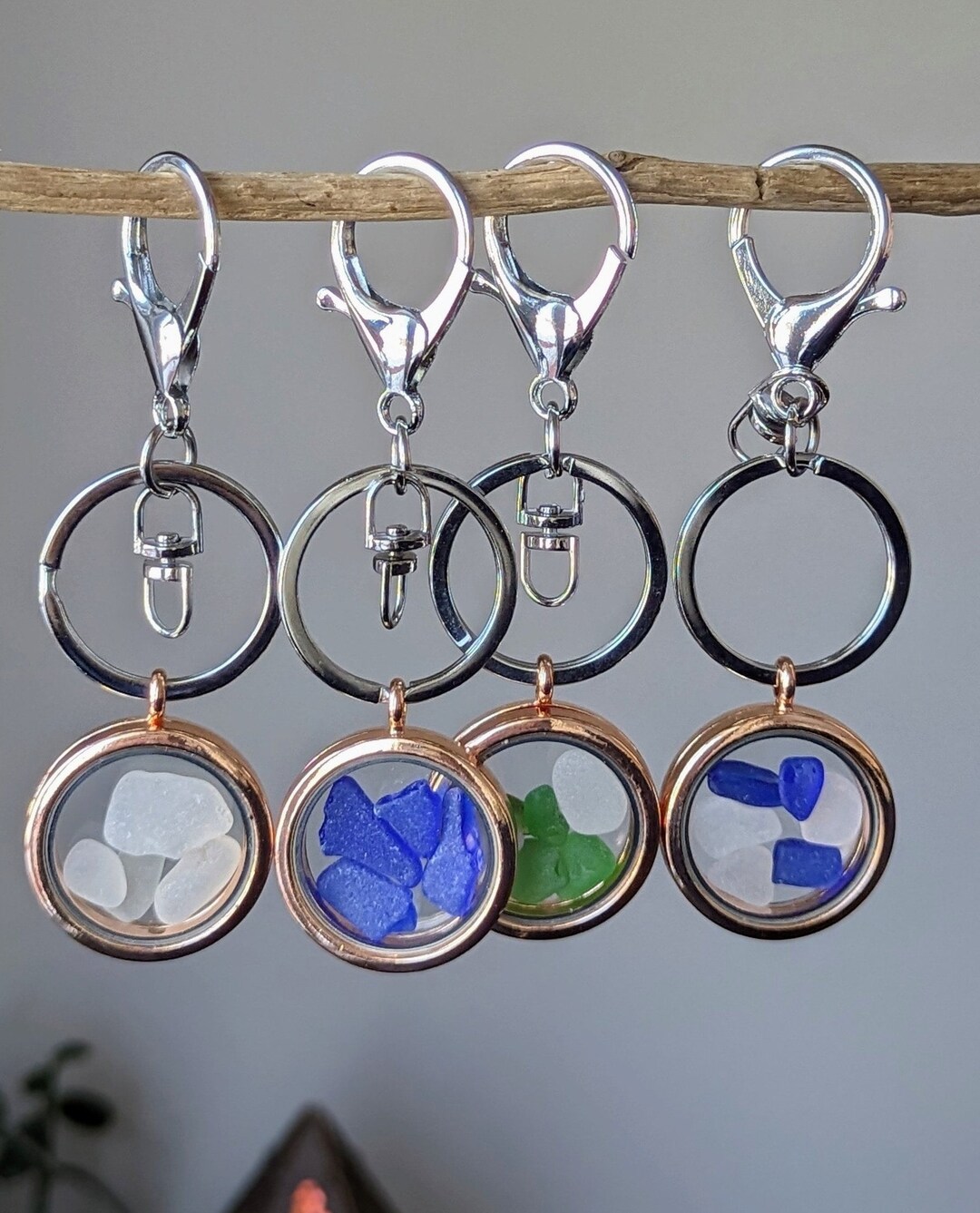 Sea Glass Keychain, Customizable Keychain for Women, Genuine Sea Glass ...