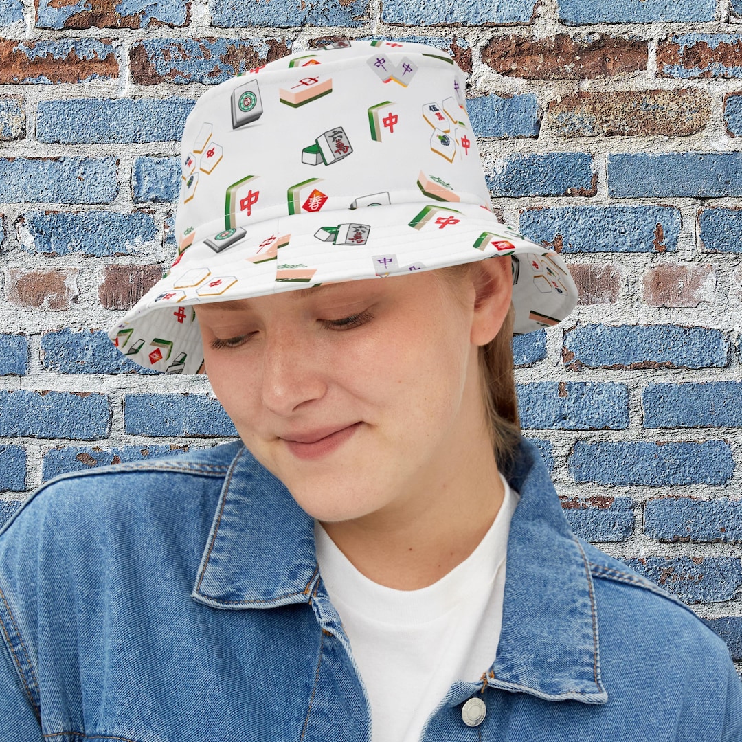 Mahjong Tile Bucket Hat, Mahjong Lover Hat, Retro Style Head Cover ...
