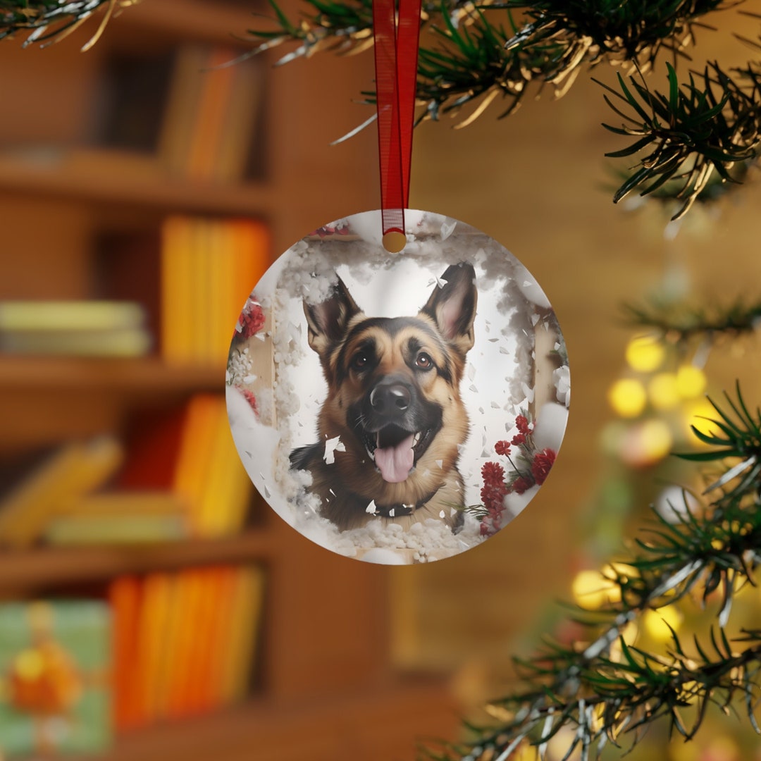 Personalized German Shepherd Metal Christmas Ornament, Custom German ...