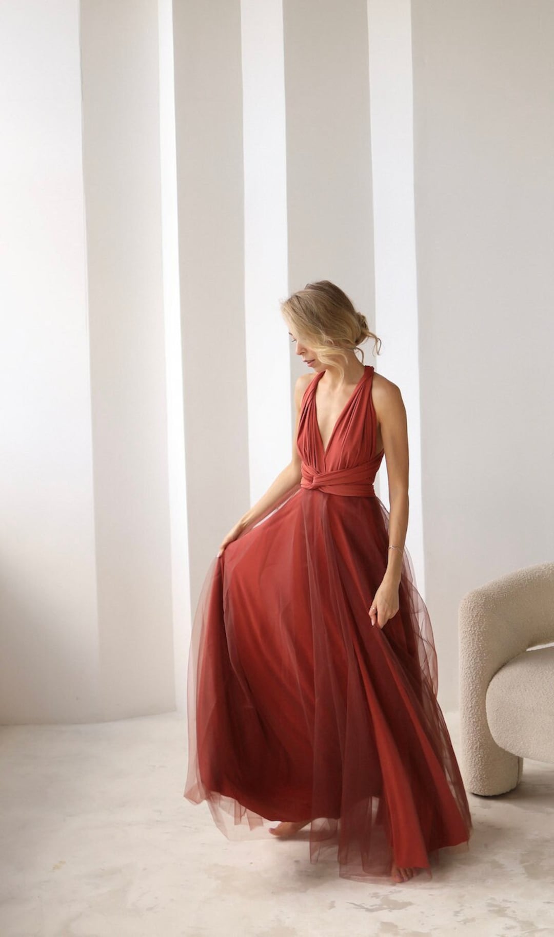 Rust Infinity Dress Tulle, Rust Bridesmaid Dress, Rust Convertible ...