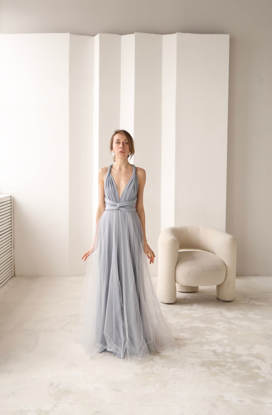 Gray Infinity Dress Tulle, Grey Bridesmaid Dress Tulle, Gray ...