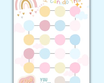 Printable Rainbow Reward Chart, Girl's Sticker Chart, Instant Download ...