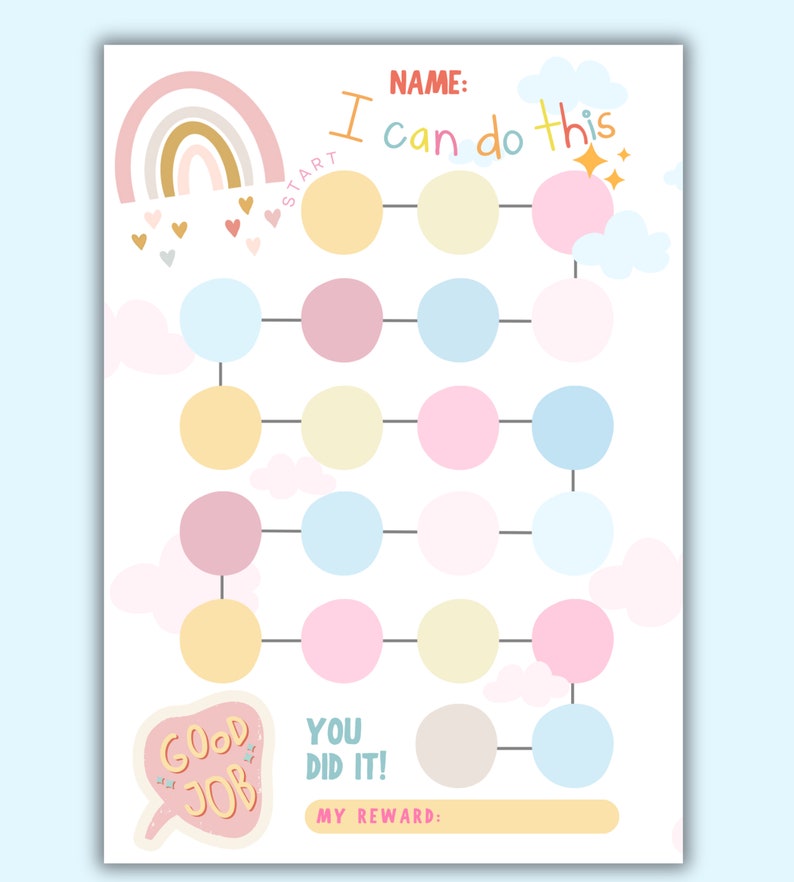 Printable Rainbow Reward Chart, Rainbow Sticker Chart, Instant Download ...