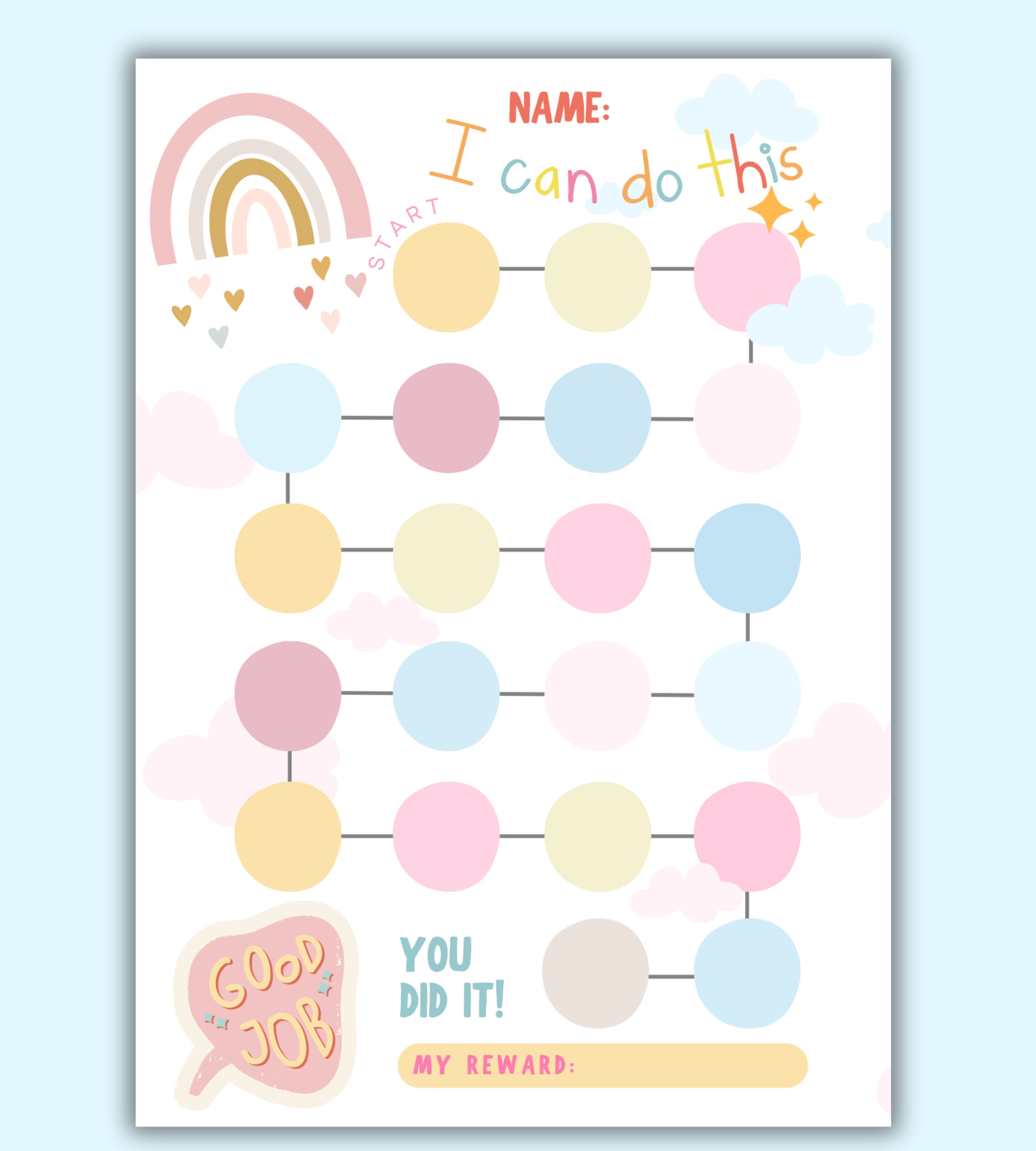 Printable Rainbow Reward Chart, Rainbow Sticker Chart, Instant Download ...