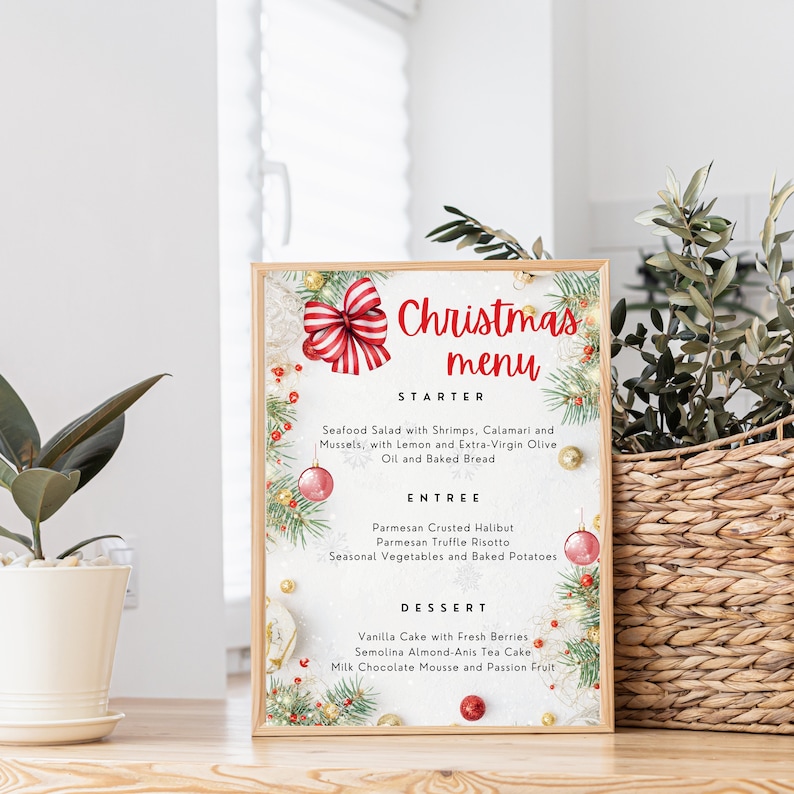 EDITABLE Christmas Menu Template, Christmas Party Menu,printable ...