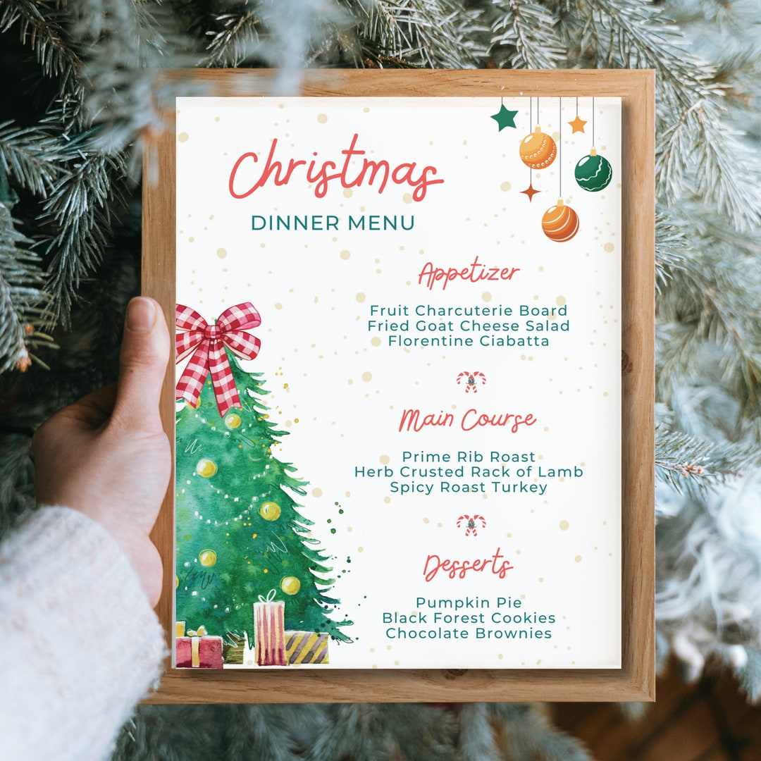 EDITABLE Christmas Menu Template, Christmas Tree Menu,printable ...