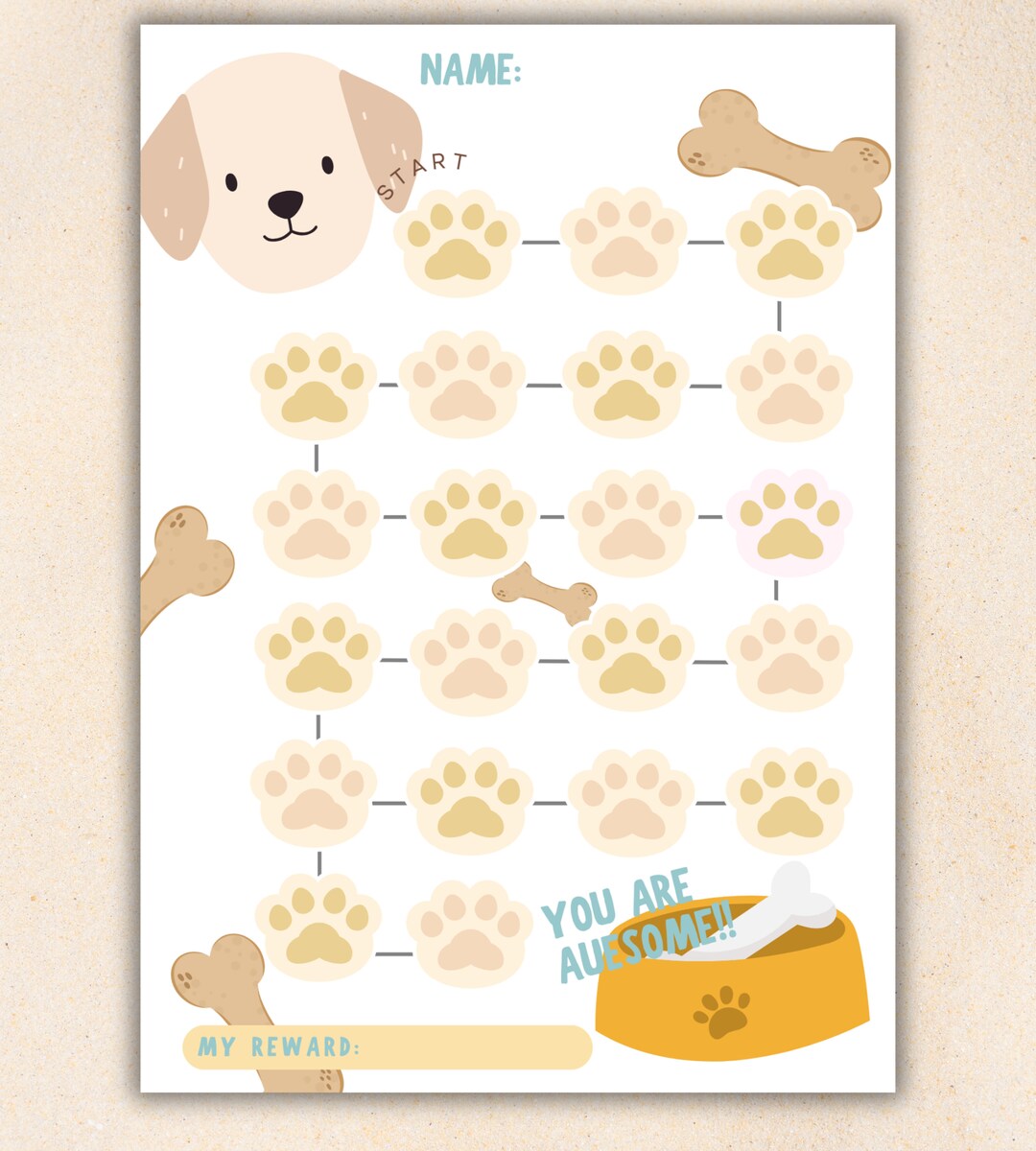 Printable Dog Reward Chart, Happy Small Dog,cute Funny Puppy Catching ...