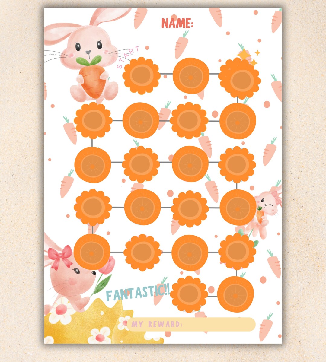 Printable Bunny Reward Chart, Bunny Sticker Chart, Easter Bunny Instant ...