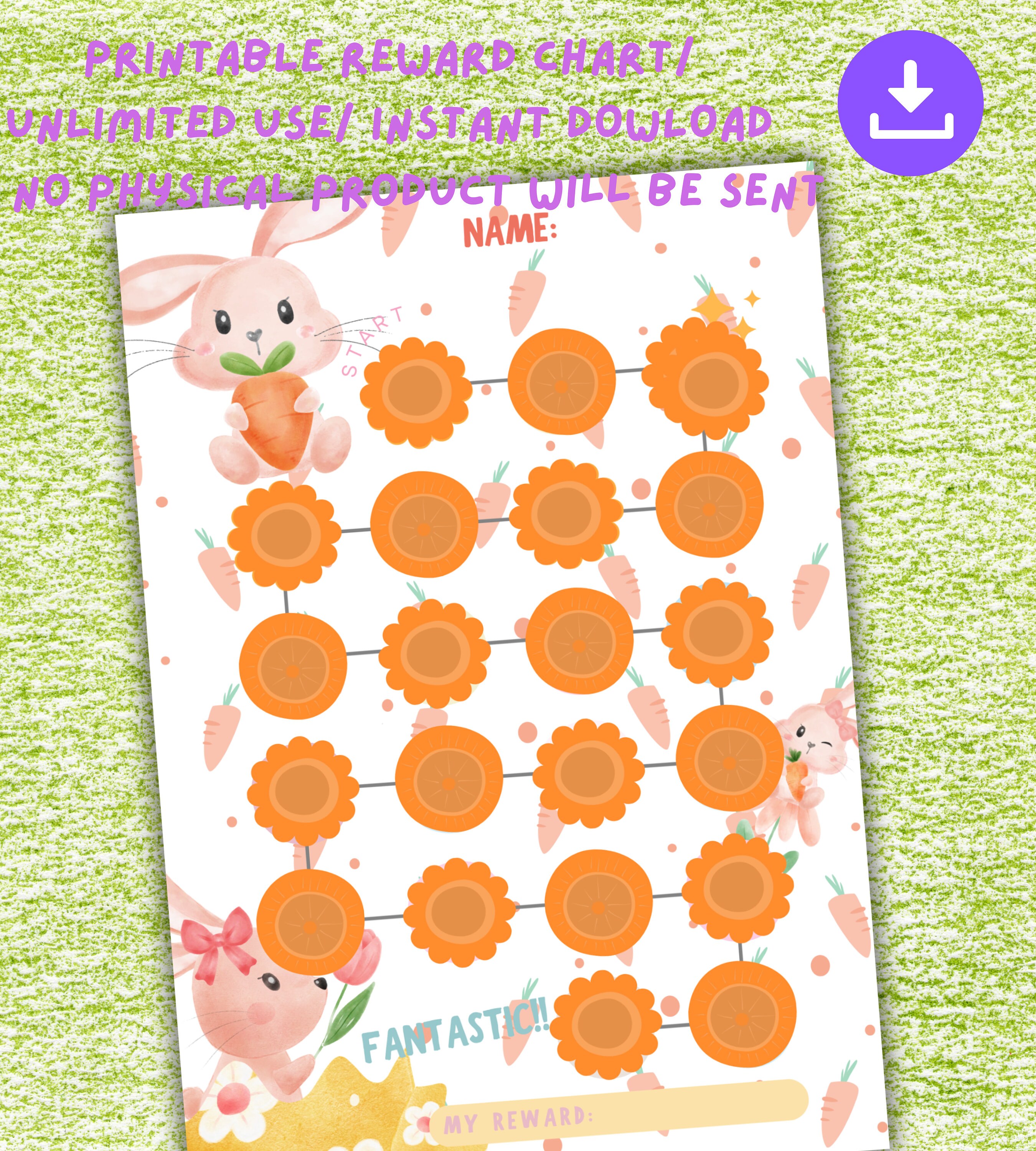 Printable Bunny Reward Chart, Bunny Sticker Chart, Easter Bunny Instant ...