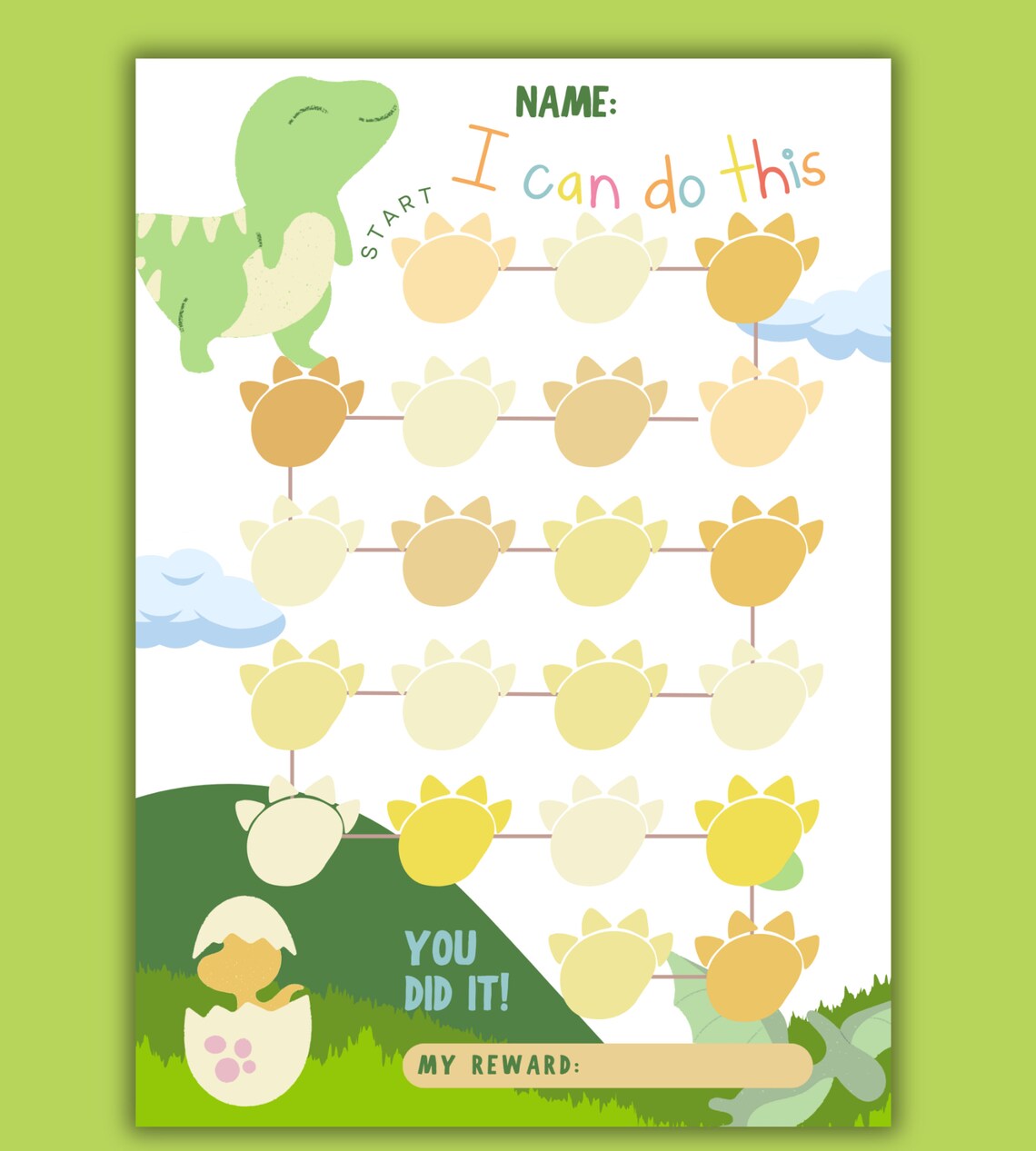 Printable Dinosaur Reward Chart, Dinosaur Sticker Chart, Instant ...