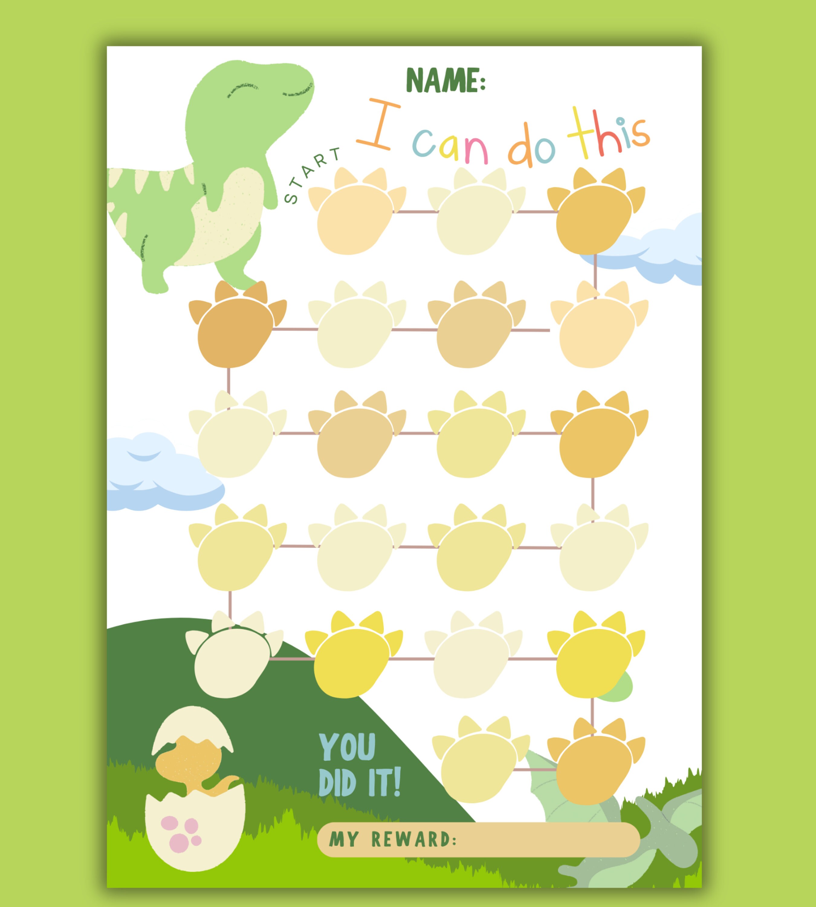 Printable Dinosaur Reward Chart, Dinosaur Sticker Chart, Instant ...