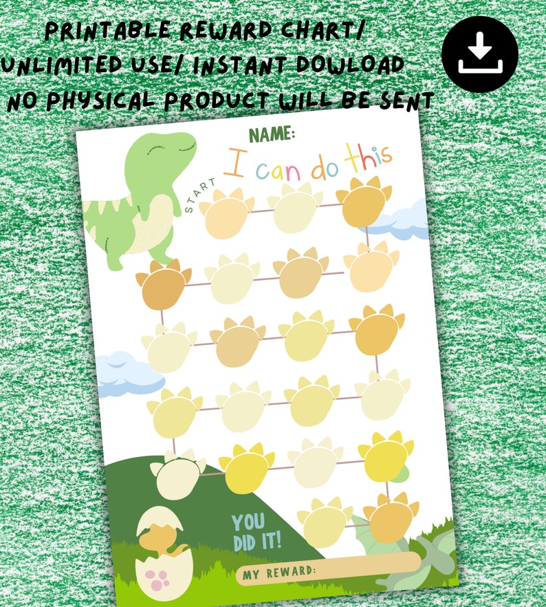 Printable Dinosaur Reward Chart, Dinosaur Sticker Chart, Instant ...
