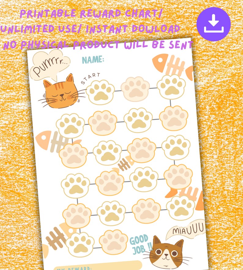 Kitty Cat Reward Chart Printable Incentive Kitty Reward Chart Girl ...
