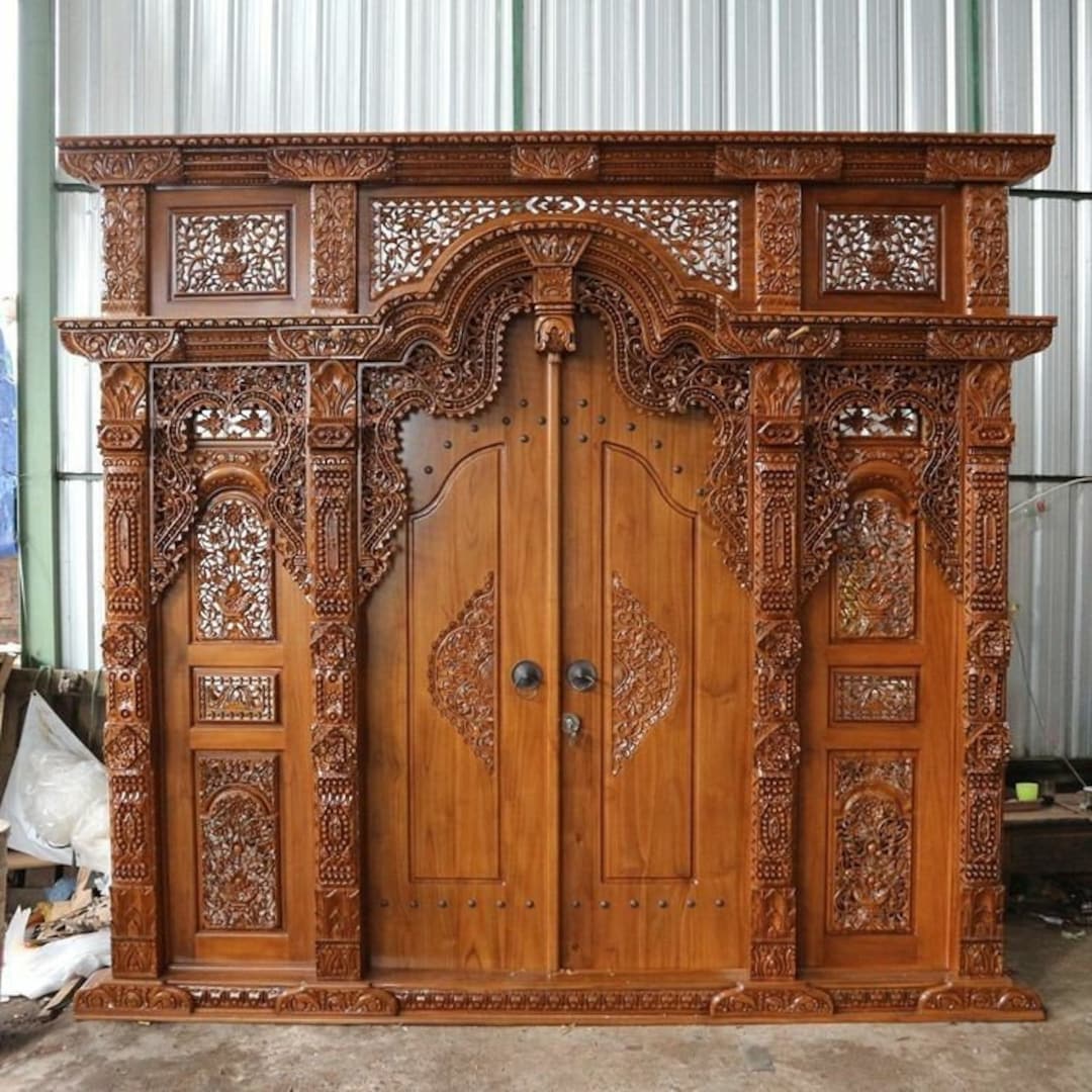 Premium Balinese Hand Carved Wood Doors and Full Frames Teak - Etsy