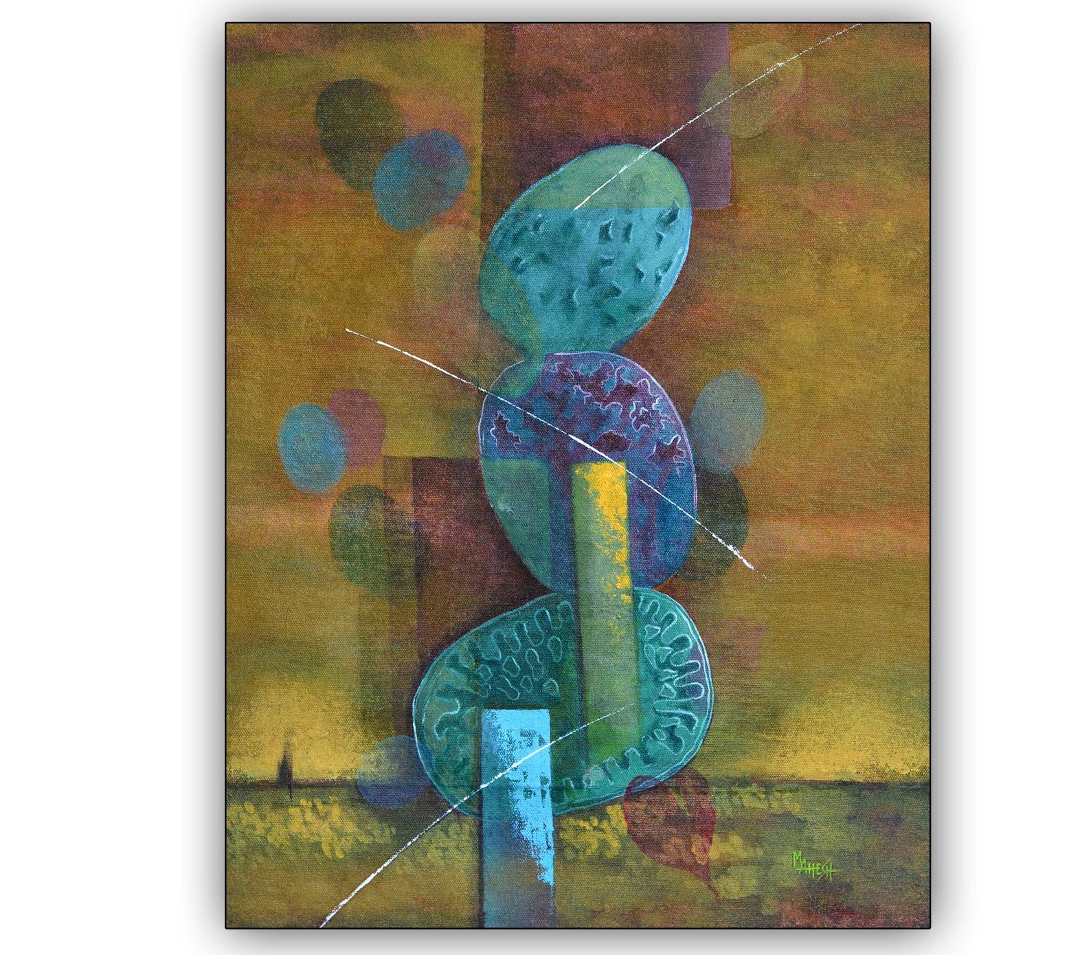 Balance of Soul, Shapes Abstract (S3) Lines and Shapes, Canvas Painting ...