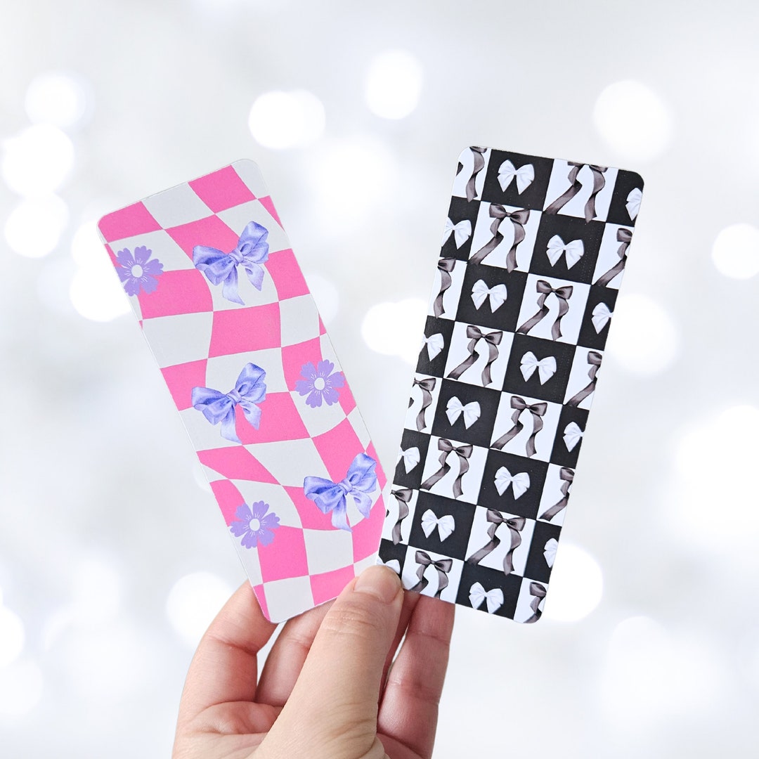 Cute Silk Bow Bookmarks, Retro Glitter Laminated Bookmark With Tassel ...