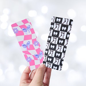 Cute Silk Bow Bookmarks, Retro Glitter Laminated Bookmark With Tassel ...