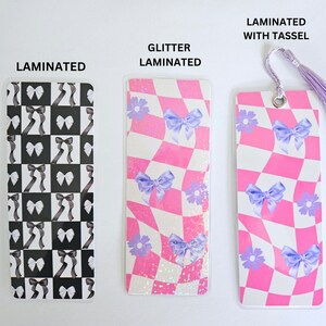 Cute Silk Bow Bookmarks, Retro Glitter Laminated Bookmark With Tassel ...