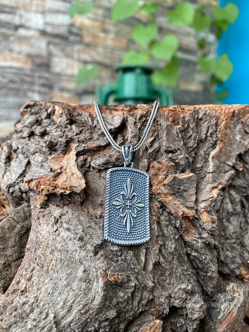 Sterling Silver Christian Cross Necklace, Oxidized Silver Cross Pendant ...