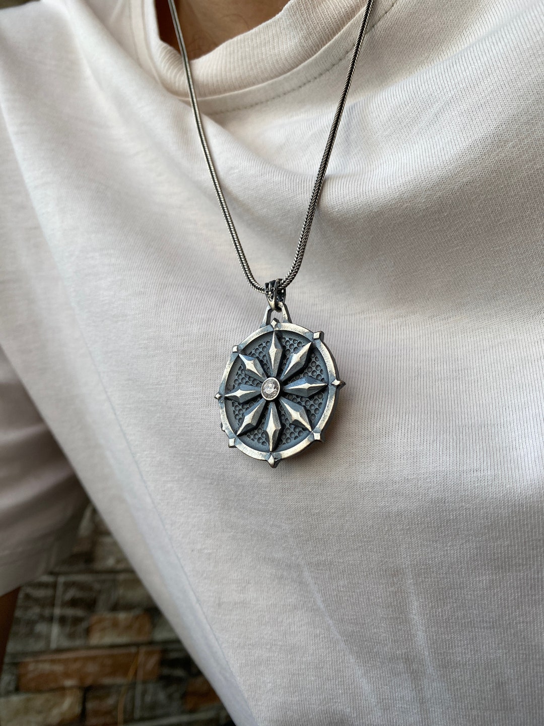 V3 Handmade Silver Buddhist Eightfold Path Symbol, Wheel of Dharma ...