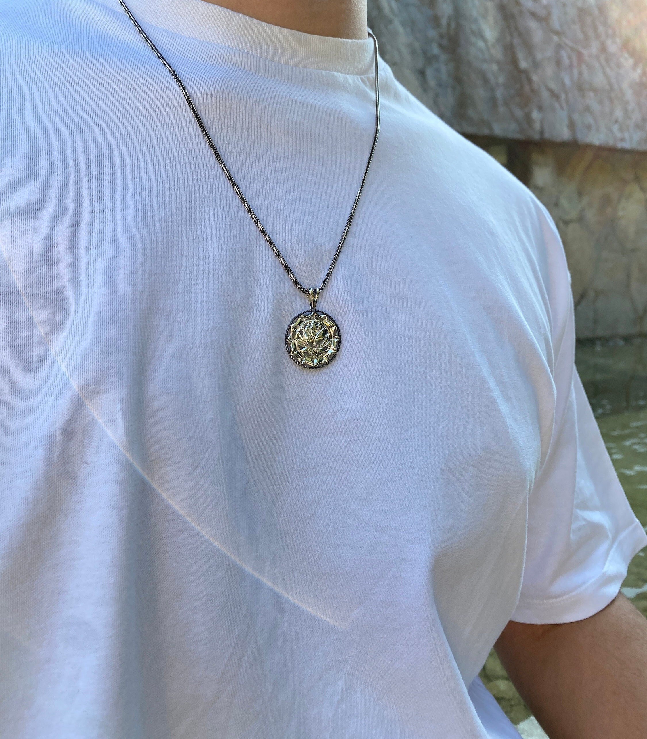Handmade 925k Silver Lotus Necklace, Sterling Silver Lotus Handmade 925k Silver Lotus Necklace, Sterling Silver Lotus