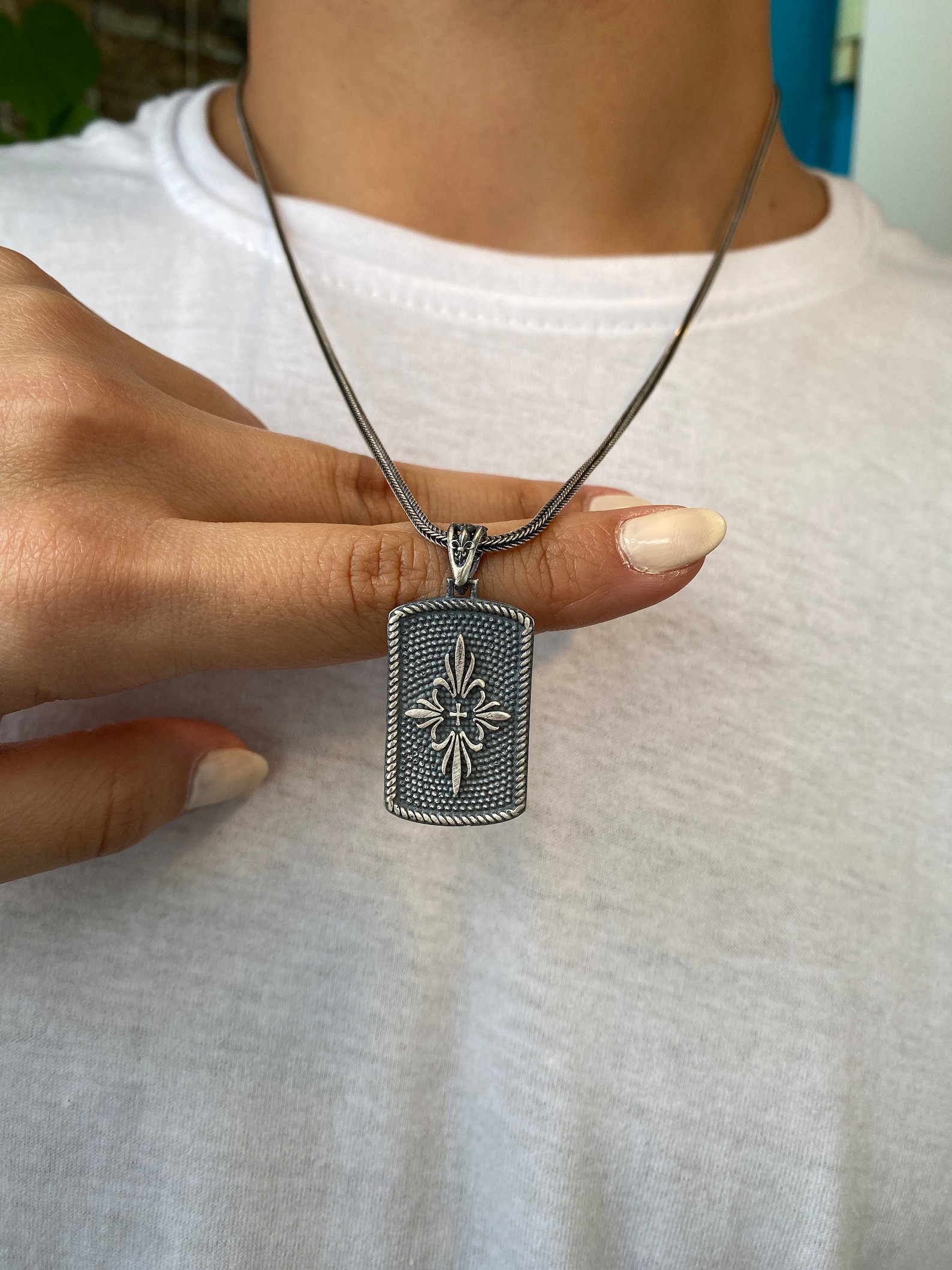 Sterling Silver Christian Cross Necklace, Oxidized Silver Cross Pendant ...