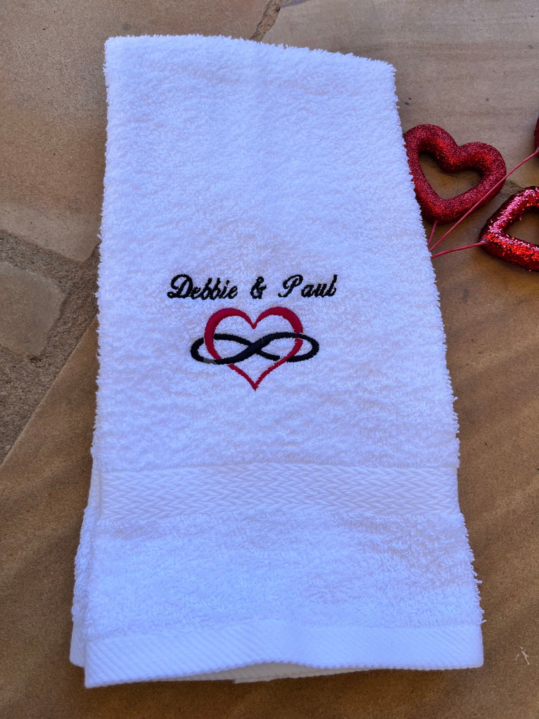 Infinity Heart Hand Towel - Personalized Valentine Towel - Valentine ...