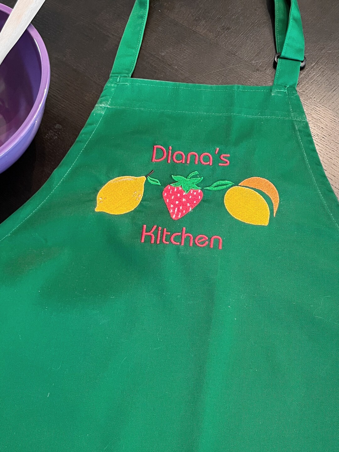 Personalized Embroidered Fruit Apron – Adjustable Kitchen Apron - Etsy