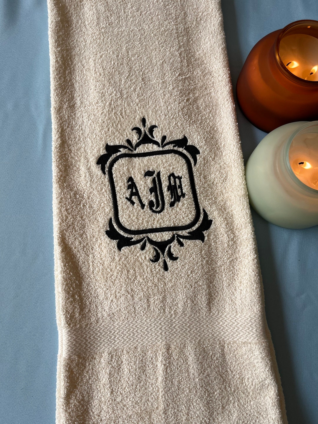 3 Letter Monogram Bath Towel - Monogram Bath Towel Set - Classic Monogram Towel - Embroidered ...