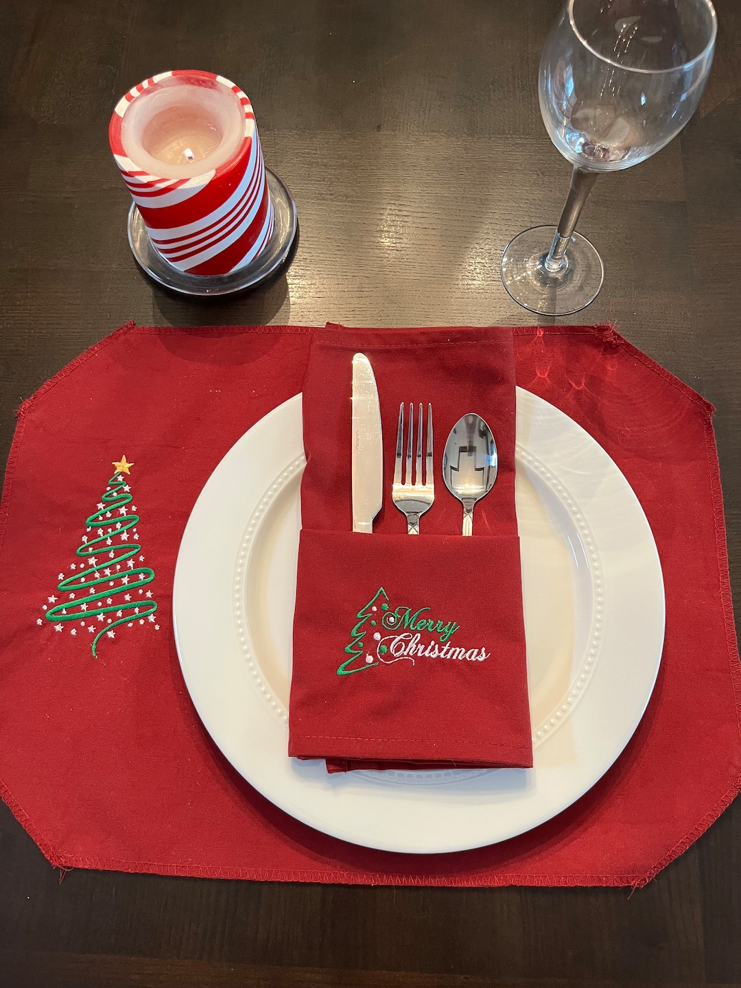 Christmas Tree Placemat & Napkin - Christmas Tree Cloth Placemat ...
