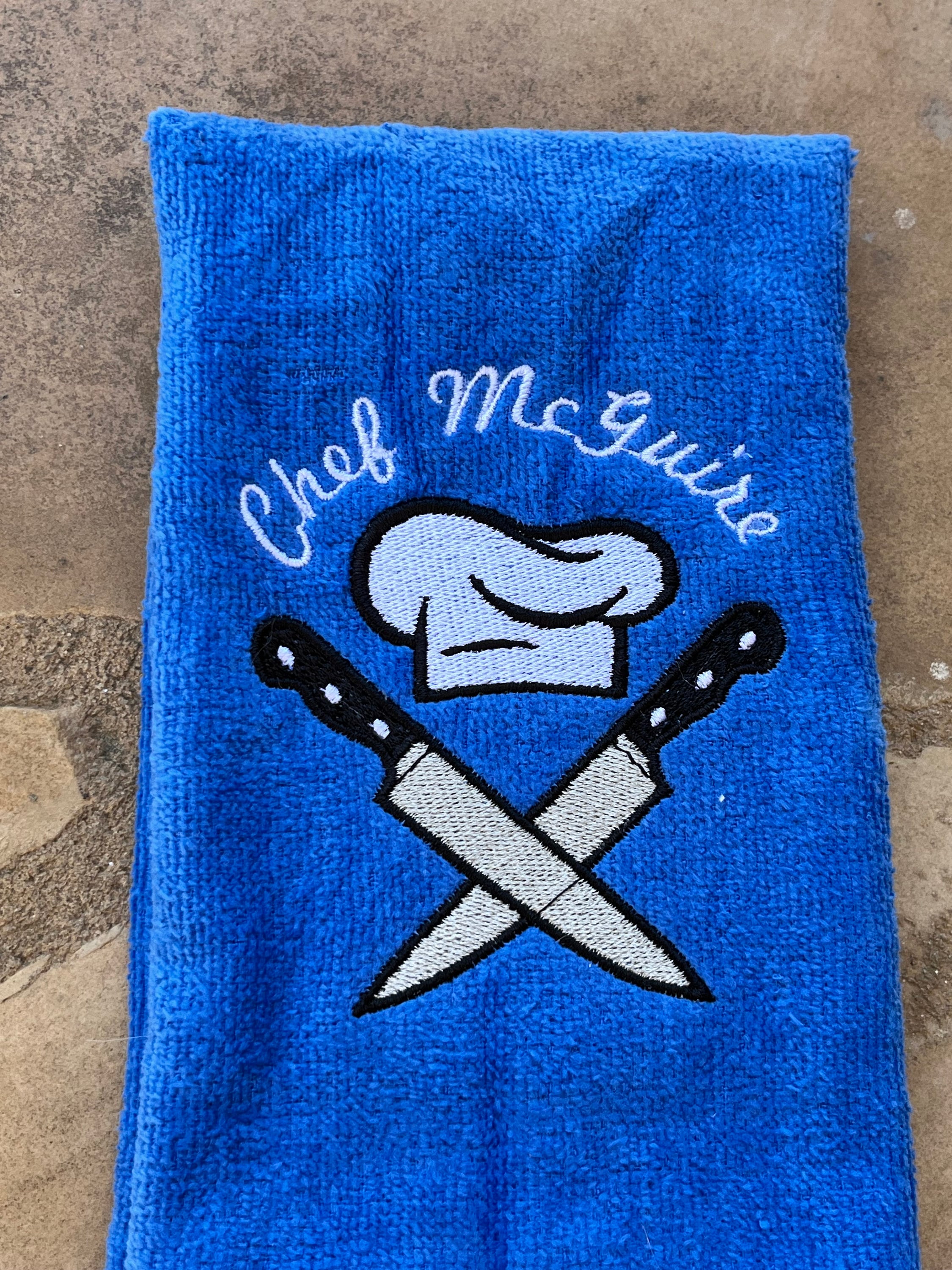 Personalized Chef Dish Towel - Personalized Chef Tea Towel - Personalized Embroidered Kitchen ...