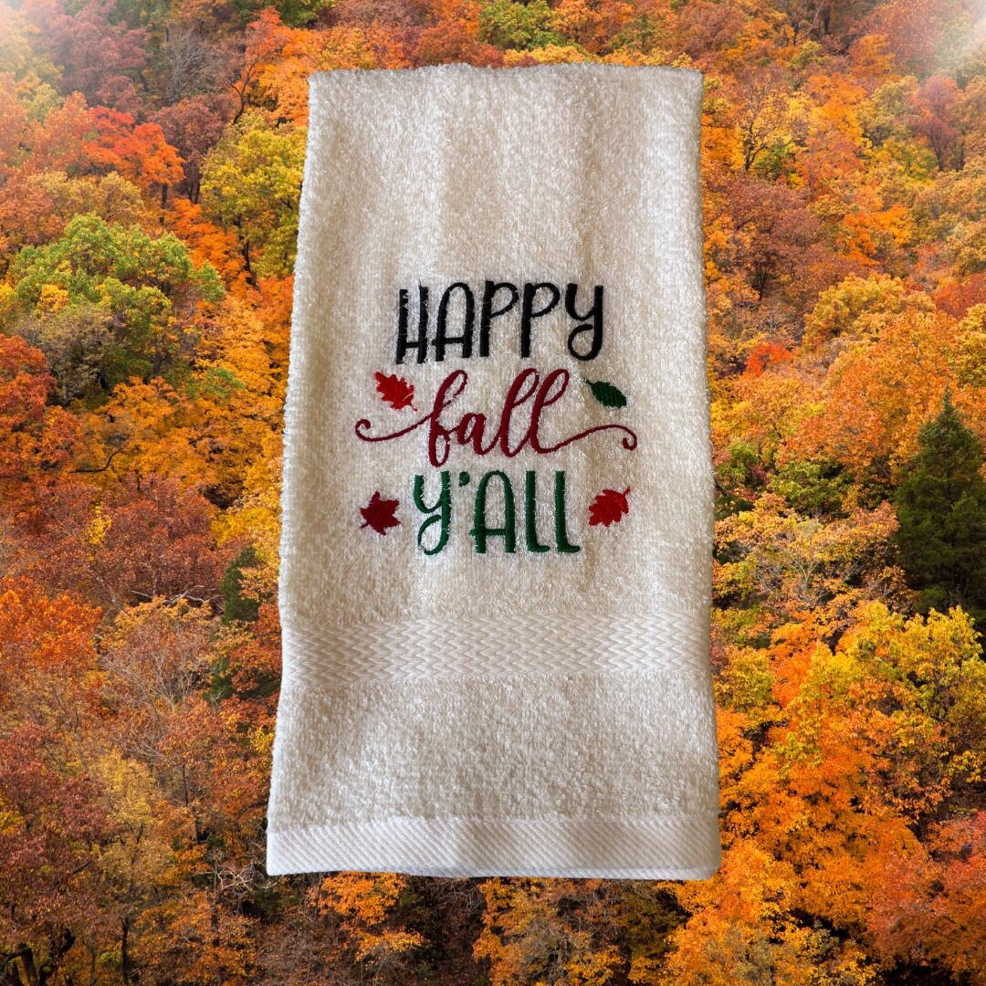 Happy Fall Y'all Towel - Southern Fall Towel - Fall Leaves Kitchen ...