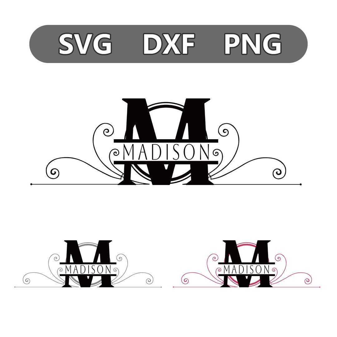 Monogram SVG/DXF/PNG Fancy Alphabet Split Name Frame - Etsy
