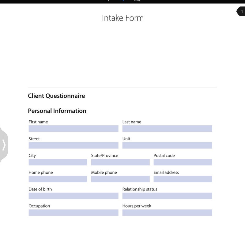 Intake Form Template - Etsy