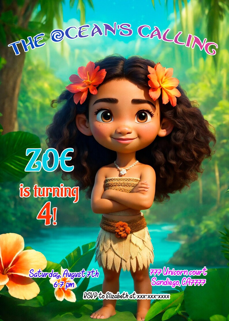 Editable Moana Birthday Invitation Printable Kids Invitation - Etsy