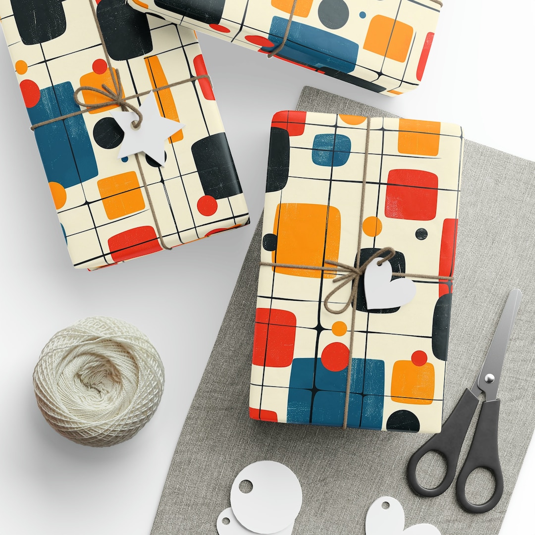 Mid Century Modern Gift Wrap Sheet, Mid Century Modern Wrapping Paper ...