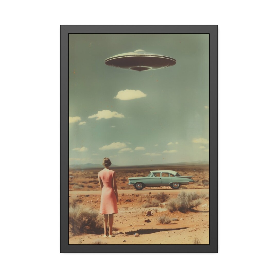 Pink Lady UFO Sighting Classic Car Desert UFO Vintage 1950's Inspired ...